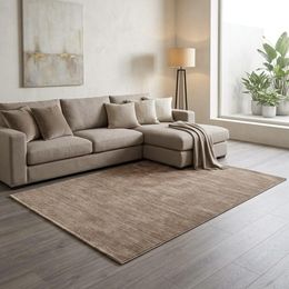 Teppich Sehrazat "LIMA, auch als L&auml;ufer", dunkelbeige, B:120cm H:10mm L:170cm, Polyester, Polypropylen, Teppiche, Teppich, Kurzflor, Linienstruktur, leichter Glanz, Wohnzimmer