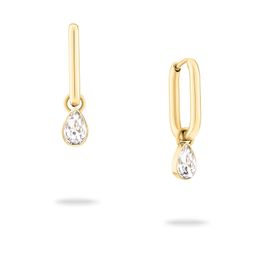 Paar Creolen ECHTZEIT "Schmuck Geschenk Edelstahl Ohrringe Like Diamonds Tropfen", gold (gelbgoldfarben, kristallwei&szlig;, kristallwei&szlig;), Ohrringe, Damen, Edelstahl, mit Zirkonia (synth.) - Einh&auml;nger abnehmbar