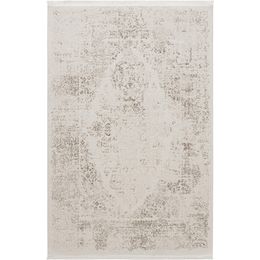 Teppich Sehrazat "Diamond 7810, auch als L&auml;ufer", beige, B:80cm H:8mm L:150cm, Polyester, Viskose, Teppiche, Teppich, Kurzflor, Vintage, Viskose, leichter Glanz, mit Fransen, Wohnzimmer