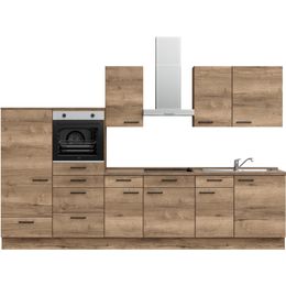 K&uuml;chenzeile Nobilia "Structura I", NEU: individuell anpassbar mit gratis Profi-Beratung", braun (k&uuml;che: braun, korpus: eiche havanna nachbildung, arbeitsplatte: eiche havanna nachbildung), B:330,3cm H:216,6cm T:60cm, Komplettk&uuml;chen-Sets, K&uuml;chenzeile, vormontiert, Breite 330 cm, Ausrichtung w&auml;hlbar, wahlw. mit E-Ger&auml;ten