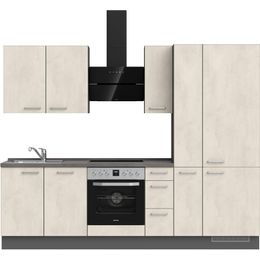 K&uuml;chenzeile Nobilia "Riva II", NEU: individuell anpassbar mit gratis Profi-Beratung", wei&szlig; (k&uuml;che: wei&szlig;, korpus: schiefergrau, arbeitsplatte: beton schiefergrau nachbildung), B:270,3cm H:216,6cm T:60cm, Komplettk&uuml;chen-Sets, K&uuml;chenzeile, vormontiert, Breite 270 cm, Ausrichtung w&auml;hlbar, wahlw. mit E-Ger&auml;ten