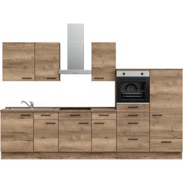 K&uuml;chenzeile Nobilia "Structura I", NEU: individuell anpassbar mit gratis Profi-Beratung", braun (k&uuml;che: braun, korpus: eiche havanna nachbildung, arbeitsplatte: eiche havanna nachbildung), B:330,3cm H:216,6cm T:60cm, Komplettk&uuml;chen-Sets, K&uuml;chenzeile, vormontiert, Breite 330 cm, Ausrichtung w&auml;hlbar, wahlw. mit E-Ger&auml;ten