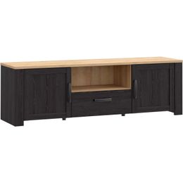 TV-Board FORTE "Bohol TV-Schrank, Stauraum, 2 farbiges Dekor, landhaus", riviera eiche, cabazone eiche, B:166,1cm H:51,8cm T:42cm, Spanplatte, Sideboards, TV-Board, B/H/T 166,1/51,8/42cm, 2 T&uuml;ren, 1 SK