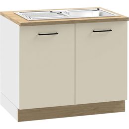 Sp&uuml;lenschrank KOCHSTATION "KS-Kolari", kaschmirfarben, wei&szlig;, B:100,1cm H:88cm T:60cm, FSC-zertifizierter Holzwerkstoff, Schr&auml;nke, Sp&uuml;lenschrank, Ma&szlig;e (B/T/H): 100,1 x 60 x 88 cm