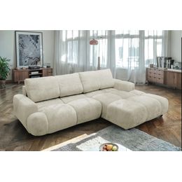Ecksofa exxpo - SOFA FASHION, creme, B:280cm H:87cm T:187cm, Sofas, Ecksofa, inkl. Bettfunktion und Bettkasten,toller Sitzkomfort, Steppung im Sitz