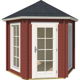 Pavillon Lasita Maja "Inverness", rot (schwedenrot, naturbelassen), B/H/T: 320cm x 2.895cm x 277,1cm, Pavillons, BxT: 320x277,1 cm, Fichtenholz