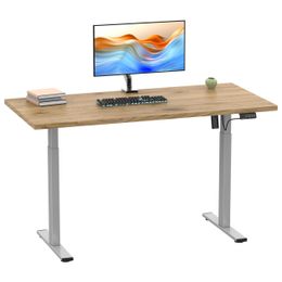 Schreibtisch Vcm "Schreibtisch h&ouml;henverstellbar Lona 110x80", braun (silber, honig, eiche), B:110cm T:80cm, Tische, Schreibtisch