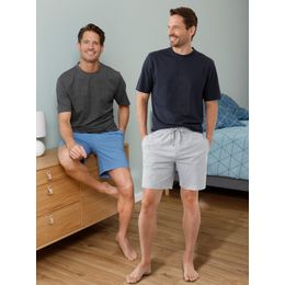 w&auml;schepur men Herren Schlafanzug-Shirt, marine + anthrazit-meliert, Gr&ouml;&szlig;e 44/46