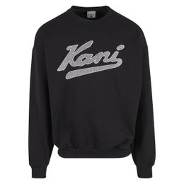 Rundhalspullover Karl Kani "Karl Kani Varsity Palm OS Crewneck", Damen, Gr. M, schwarz, 65% Baumwolle, 35% Polyester, mehrfarbig, normal, Rundhals, Pullover Rundhalspullover