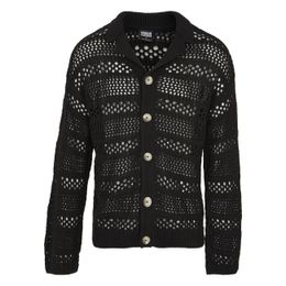 Strickfleecejacke Urban Classics "Urban Classics Herren Crocheted Cardigan", Herren, Gr. XL, schwarz, 50% Polyacryl, 50% Baumwolle, unifarben, normal, amerikanischer Ausschnitt, Jacken