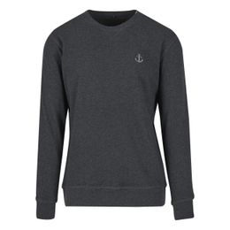 Rundhalspullover MisterTee "MisterTee Anchor Sign EMB Light Crew Sweatshirt", Herren, Gr. L, charcoal, 100% Baumwolle, mehrfarbig, normal, Rundhals, Pullover Rundhalspullover