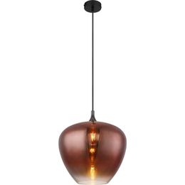 Globo LIGHTING H&auml;ngeleuchte "MAXY", schwarz, 1 Stk., Leuchten, H&auml;ngelampe/Pendell./Glas kupferfarben/klar verlaufend/H&ouml;he k&uuml;rzbar, H&auml;ngeleuchte