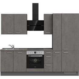 K&uuml;chenzeile Nobilia "Riva II", NEU: individuell anpassbar mit gratis Profi-Beratung", grau (k&uuml;che: grau, korpus: schiefergrau, arbeitsplatte: beton schiefergrau nachbildung), B:270,3cm H:216,6cm T:60cm, Komplettk&uuml;chen-Sets, K&uuml;chenzeile, vormontiert, Breite 270 cm, Ausrichtung w&auml;hlbar, wahlw. mit E-Ger&auml;ten