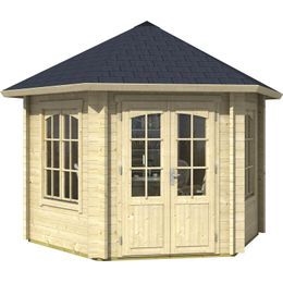Pavillon Lasita Maja "Rivera", beige (natur, naturbelassen), B/H/T: 363,7cm x 3.181cm x 420cm, Pavillons, BxT: 363,7x420 cm, Fichtenholz, Topseller