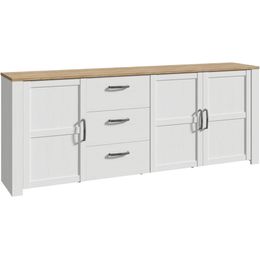 Sideboard FORTE "Bohol, gro&szlig;es Sideboard,Breite 2,20 mtr. Soft-Close, Stauraum", riviera eiche, sibiu l&auml;rche hell, B:220,8cm H:87cm T:42cm, Spanplatte, Sideboards, Sideboard, B/H/T 220,8/87/42cm, 3 T&uuml;ren, 3 SK
