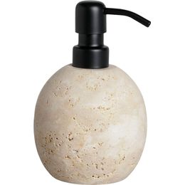 M&ouml;ve Seifenspender M&Ouml;VE "Travertine Grace", beige, Metall, Naturstein, Dosierspender, Seifenspender