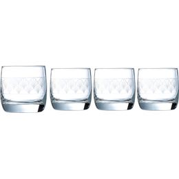 Whiskyglas Luminarc "Trinkglas Paradisio", transparent, 300ml, 4 Stk., Glas, Trinkgef&auml;&szlig;e, Whiskyglas, Gl&auml;ser Set, mit Pantographie-Optik, 4-teilig, Made in Europe