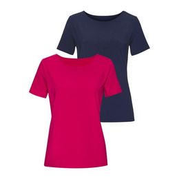 Lascana T-Shirt mehrfarbig Gr. 32/34 f&uuml;r Damen. Mit Rundhals. K&ouml;rpernah. Nachhaltig.