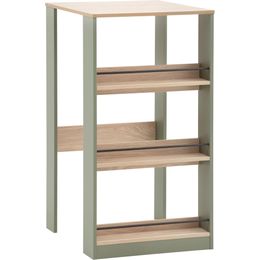 K&uuml;chentisch KOCHSTATION "KS-Kolari", salbeigr&uuml;n, eichefarben hell, pistazie, eiche hell, B:58cm H:110,6cm T:70cm, Tische, K&uuml;chentisch, Breite 58 cm, mit 3 offenen F&auml;chern