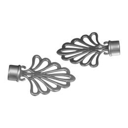 Gardinenstangen-Endst&uuml;ck Liedeco "F&auml;cher", silber (chromfarben, matt), H:0,8cm L:10cm &Oslash;:1,6cm, Gardinenstangenendst&uuml;cke, Gardinenstangen-Endst&uuml;ck, f&uuml;r Gardinenstangen &Oslash; 16 mm
