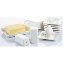 Fr&uuml;hst&uuml;cks-Geschirrset Retsch Arzberg "Fantastic", beige (naturwei&szlig;), 9 Stk., Fine China-Porzellan, Geschirr-Sets, 9 Teile, f&uuml;r 6 Personen (Eierbecher, Butterdose, Salz-/Pfefferstreuer)