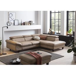 Ecksofa Home Affaire "Pilot L-Form", braun (cappuccino), B:266cm H:73cm T:108cm, 100% Polyester; Feinstruktur 75000 Scheurtouren; Struktur 35000 Scheuertouren, Mikrofaser 40000 Scheuertouren, Sofas, Ecksofa, mit Kopfteilverstellung, wahlweise mit Bettfunktion & Bettkasten