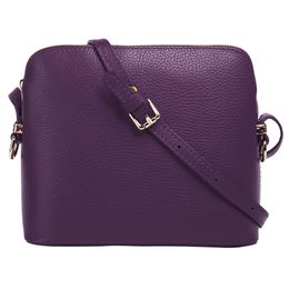 Umh&auml;ngetasche CLUTY, Damen, Gr. B/H/T: 20cm x 18cm x 4cm onesize, lila (violett), Leder, unifarben, Taschen Umh&auml;ngetasche, echt Leder, Made in Italy