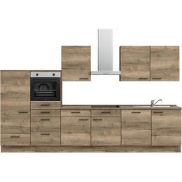 K&uuml;chenzeile Nobilia "Structura I", NEU: individuell anpassbar mit gratis Profi-Beratung", braun (k&uuml;che: braun, korpus: eiche havanna nachbildung, arbeitsplatte: eiche havanna nachbildung), B:360,3cm H:216,6cm T:60cm, Komplettk&uuml;chen-Sets, K&uuml;chenzeile, vormontiert, Breite 360 cm, Ausrichtung w&auml;hlbar, wahlw. mit E-Ger&auml;ten
