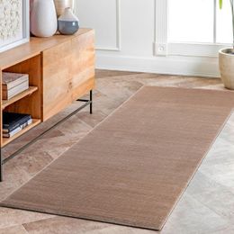 Teppich Sehrazat "LIMA, auch als L&auml;ufer", dunkelbeige, B:80cm H:10mm L:300cm, Polyester, Polypropylen, Teppiche, Teppich, Kurzflor, Linienstruktur, leichter Glanz, Wohnzimmer