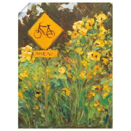 Wandbild Artland "Bicycle Crossing", farbe bild(er): gelb, B:90cm H:120cm, Papier, Bilder, als Alubild, Leinwandbild, Poster, Wandaufkleber in verschied. Gr&ouml;&szlig;en
