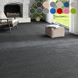 Teppichboden OTTO HOME "Zephyra, Schlinge, Gesamth&ouml;he 8 mm, Made in Netherlands", grau (anthrazit), B:400cm L:450cm, Kunstfaser, Teppiche, Uni Farben, Breite 400 cm, strapazierf&auml;hig, Wohnzimmer, Schlafzimmer