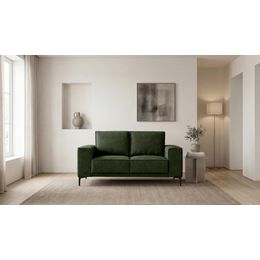 2-Sitzer OTTO HOME "Kompaktsofa Oland, Struktur, Flachgewebe, Luxus-Microfaser, Boucle", gr&uuml;n, B:164cm H:85cm T:83cm, 100% Polyester, Sofas, 164 cm, Wellenunterfederung, Skandi-Design, Metallf&uuml;&szlig;e