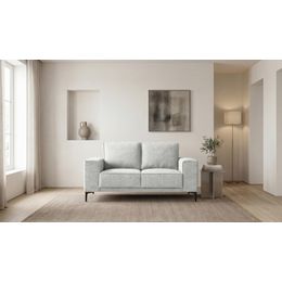2-Sitzer OTTO HOME "Kompaktsofa Oland, Struktur, Flachgewebe, Luxus-Microfaser, Boucle", beige (sand), B:164cm H:85cm T:83cm, 100% Polyester, Sofas, 164 cm, Wellenunterfederung, Skandi-Design, Metallf&uuml;&szlig;e
