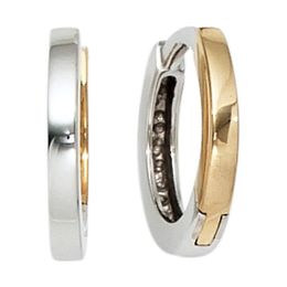 Paar Creolen Jobo, gold (gelbgold 333), Ohrringe, Damen, 11,5mm, Gelbgold 333 Wei&szlig;gold 333, Gelbgold 333, Wei&szlig;gold 333, rund 333 Gold bicolor