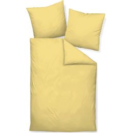 Bettw&auml;sche Janine "Colors", gelb, B/L: 140cm x 220cm, 1 Stk., 1 Stk., Mako-Satin, B/L: 90cm x 70cm, 2, Mako-Satin, Obermaterial: 100% Baumwolle, Bettw&auml;sche, Bettw&auml;sche, feinf&auml;dige uni Bettw&auml;sche f&uuml;r alle Jahreszeiten, Markenrei&szlig;verschluss