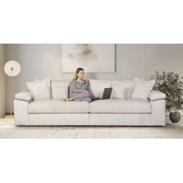 Big-Sofa Home Affaire "Soft&Cosy XXL, B: 303 cm - OTTO. Verl&auml;ssliche Qualit&auml;t.", cream, B:303cm T:123cm, 100% Polyester, Sofas, Big-Sofa, Mega-Sofa, Cord oder Chenille-Struktur, mit Federkern & 4 Zierkissen