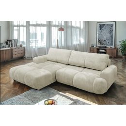 Ecksofa exxpo - SOFA FASHION, creme, B:280cm H:87cm T:187cm, Sofas, Ecksofa, inkl. Bettfunktion und Bettkasten,toller Sitzkomfort, Steppung im Sitz