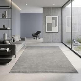 Teppich Sehrazat "LIMA, auch als L&auml;ufer", grau, B:100cm H:10mm L:300cm, Polyester, Polypropylen, Teppiche, Teppich, Kurzflor, Linienstruktur, leichter Glanz, Wohnzimmer
