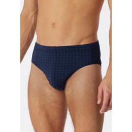 Minislip Schiesser "Cotton Casual", Herren, Gr. 6, blau (803, blau), Single Jersey, Obermaterial: 95% Baumwolle, 5% Elasthan, k&ouml;rpernah, Unterhosen, ohne Eingriff, kariert