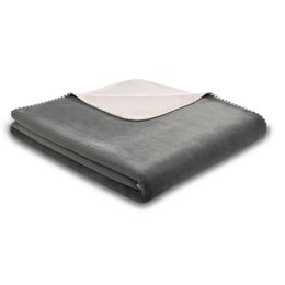 Wohndecke Biederlack "Soft&Cosy", grau (anthrazit), B:150cm L:200cm, Polyester, Wohndecken, Wohndecke, mit verspieltem Muschelsaum