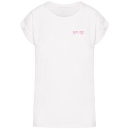 T-Shirt MISS TEE "Miss Tee Always Trust Your Heart Ladies Extended Shoulder Tee", Damen, Gr. XL, wei&szlig;, 100% Baumwolle, bedruckt, loose fit, Rundhals, Shirts T-Shirt