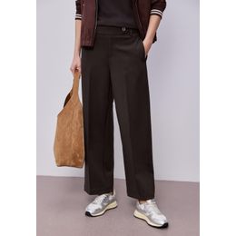Stoffhose Street One, Damen, Gr. 34, L&auml;nge 28, espresso braun, Stoff, 65% Viskose, 30% Nylon, 5% Elasthan, unifarben, comfort fit normal, Hosen Stoffhose, mit Wide Legs