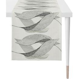 Tischl&auml;ufer Apelt "7312 LOFT STYLE", schwarz-wei&szlig; (schwarz, wei&szlig;, grau), B:48cm L:140cm, Polyester, Viskose, Tischdecken, Jacquardgewebe