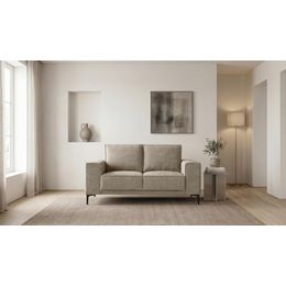 2-Sitzer OTTO HOME "Kompaktsofa Oland, Struktur, Flachgewebe, Luxus-Microfaser, Boucle", beige, B:164cm H:85cm T:83cm, 100% Polyester, Sofas, 164 cm, Wellenunterfederung, Skandi-Design, Metallf&uuml;&szlig;e