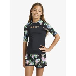 Strandshirt Roxy "Roxy ACTIVE RG SHORT SLEEVE LYCRA", M&auml;dchen, Gr. 16 (170/176), anthrazit a, Obermaterial: 82% Polyester, 18% Elasthan, Shirts, f&uuml;r Kinder und Jugendliche, kurze &Auml;rmel, sportlicher Stil