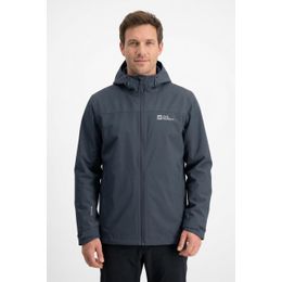 3-in-1-Funktionsjacke Jack Wolfskin "TAUBENBERG 3IN1 JKT M", Herren, Gr. L, blau (midnight sky), Obermaterial: 100% Polyester, normal, hoch geschlossener Ausschnitt, mit verstellbarem Klettverschluss, Jacken, 3in1, wasserdicht, winddicht, &Uuml;bergangsjacke