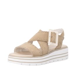 Plateausandaletten Remonte, Damen, Gr. 37, hellbeige, Ziegenveloursleder, unifarben, Schuhe, Sommerschuh, Riemchensandale mit Klettverschluss