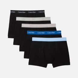 Trunk "TRUNK 5PK", Herren, Gr. L (52), 5 Stk., blk w classic blau wb, blk w porpoi, Jersey, Obermaterial: 95% Baumwolle, 5% Elasthan, Calvin Klein Underwear, k&ouml;rpernah, Unterhosen, mit Logo-Elastikbund