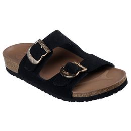Pantolette Skechers "ARCH FIT GRANOLA-BOHO CHIC", Damen, Gr. 40, schwarz, Leder, Schuhe Pantolette, Sommerschuh, Strandschuh, Hausschuh, Sandale mit Luxe Foam Fu&szlig;bett