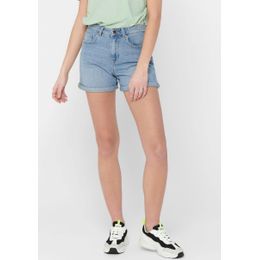 Jeansshorts Only "ONLPHINE", Damen, Gr. L (40), N-Gr, light blau denim, Denim/Jeans, Obermaterial: 64% Baumwolle, 30% Polyester, 6% Viskose, Abriebeffekte, regular fit kurz, Jeans Jeansshorts, Baumwollmischung, regular fit
